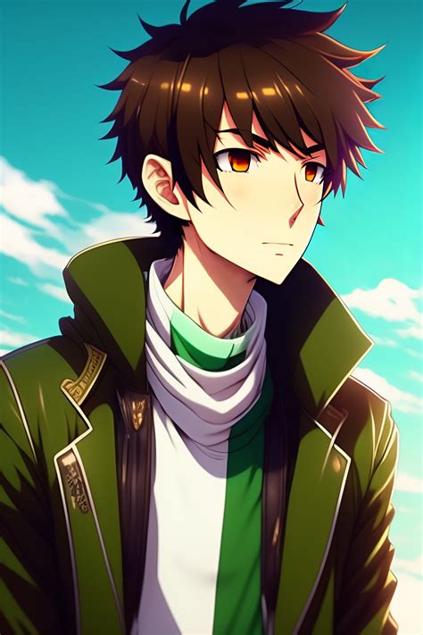 Lexica Anime Guy 19 Years Old Wearing Green Coat Long Little Bit