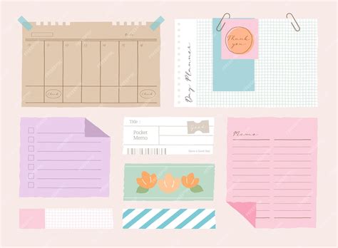Premium Vector Memo Template A Collection Of Striped Notes Blank