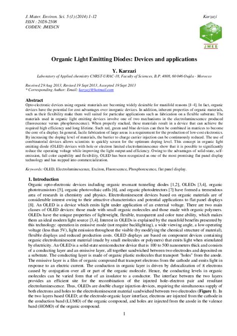 Pdf Organic Light Emitting Diodes Devices And Applications