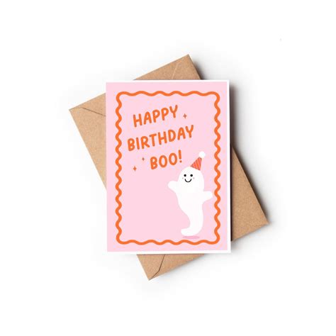 Happy Birthday Boo Card Fall Birthday Card Bff Birthday Card