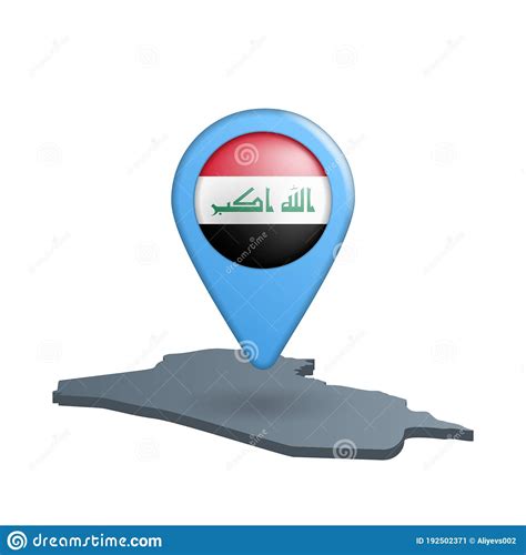Pino Do Mapa Do Sinalizador Iraq Em Branco Ilustração Stock