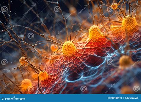 Visualization Of Active Nerve Cells In The Brain 3d Illustratio Stock