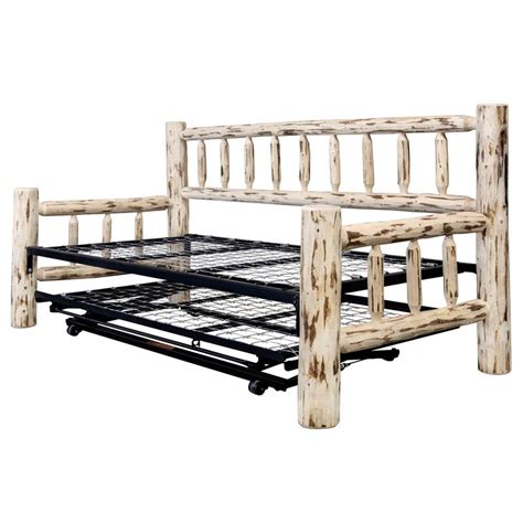 Montana Woodworks Solid Wood Day Bed With Pop Up Trundle Bed In Natural