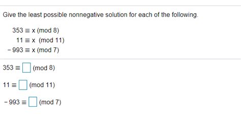 solved give the least possible nonnegative solution for each