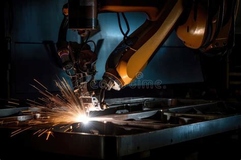 Welding Robot Performing Complex Weld On Aerospace Component Stock Illustration Illustration
