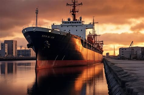 Premium Ai Image Cargo Ship Unloading At Dock