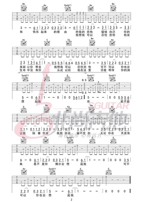 陈升 把悲伤留给自己 吉他弹唱 图片 把悲伤留给自己 吉他谱