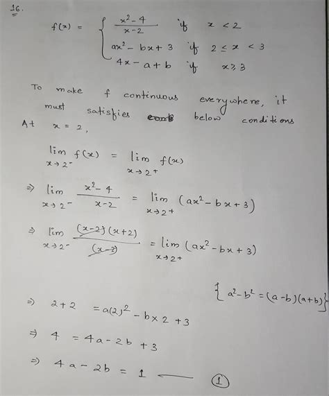 Solved Find The Values Of A And B That Make F Continuous Course Hero