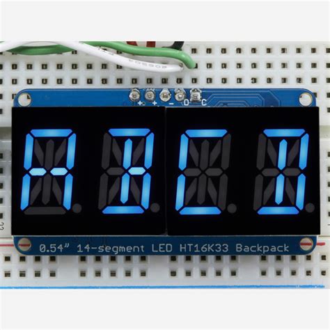 Quad Alphanumeric Display 054 Digits W I2c Backpack Blue