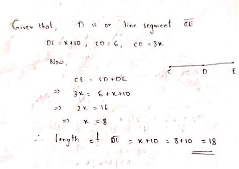 Solved Point D Is On Line Segment Ce Nt CE Given DE 10 CD 6 Course Hero