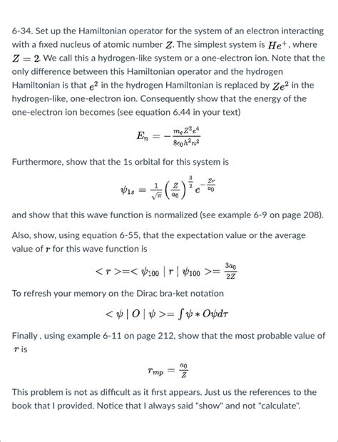 Solved 6 34 Set Up The Hamiltonian Operator For The System
