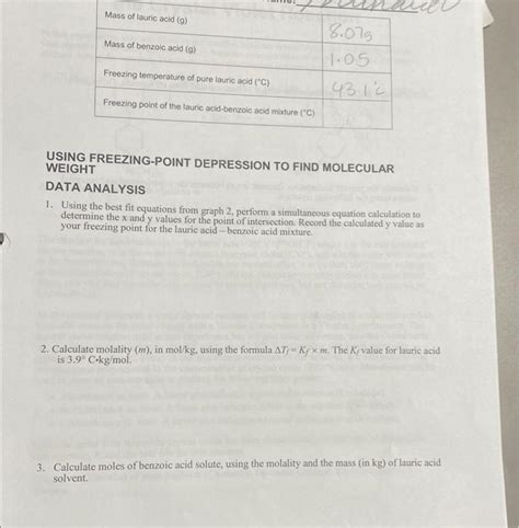 Solved USING FREEZING POINT DEPRESSION TO FIND MOLECULAR Chegg