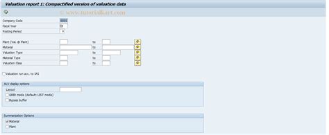 J1GVL R1 SAP Tcode Sample Valuation Report 1 Transaction Code