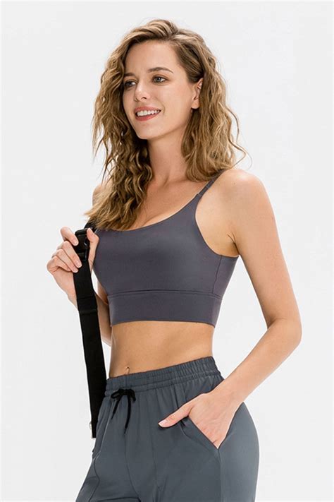 Low Back Spaghetti Strap Sports Bra Anchor Blue Jeans