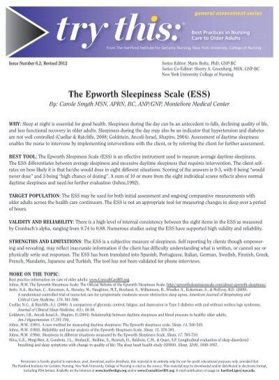 The Epworth Sleepiness Scale Ess