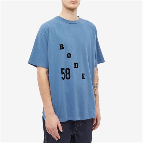 Bode Flocked Bode Tee Blue End Us