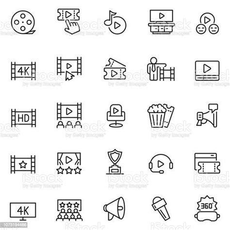 電影圖示向量集向量圖形及更多動作圖片 動作 四k 解析度 圖標集 Istock