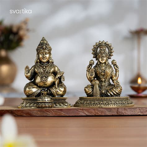 Brass Maa Lakshmi And Kuber Statue Pair 4 Inch
