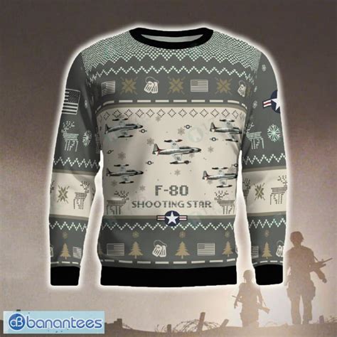 Lockheed F 80 Shooting Star F80 Aircraft Ugly Sweater Reindeer Tree
