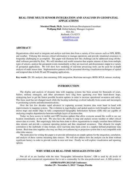 pdf real time multi sensor integration and analysis in geospatial