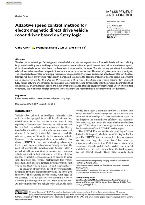 Pdf Adaptive Speed Control Method For Electromagnetic Direct Drive Vehicle Robot Driver Based