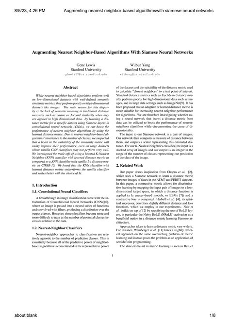 solution augmenting nearest neighbor based algorithmswith siamese
