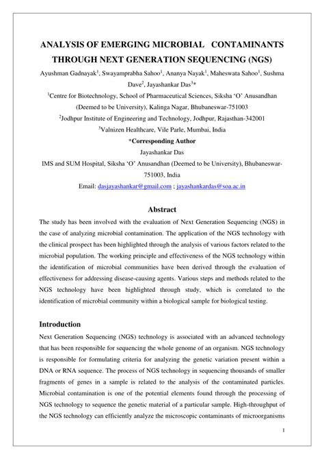 Pdf Analysis Of Emerging Microbial Contaminants Through Next Generation Sequencing Ngs
