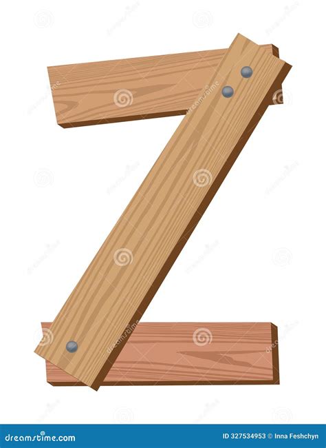 Wooden Alphabet Font Symbol Z Texture Letter Isolated On White