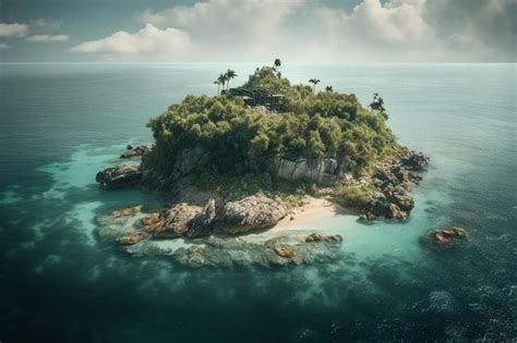 Premium AI Image A Small Island In The Ocean With A Tropical Island In The Middle