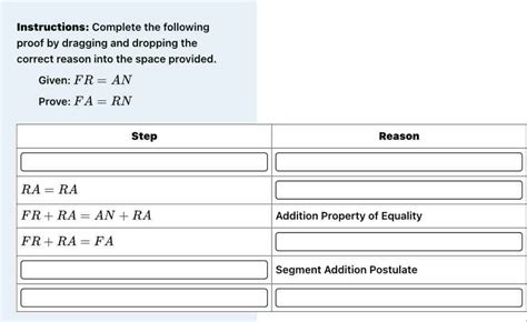 Solved Instructions Complete The Following Proof By Dragging And