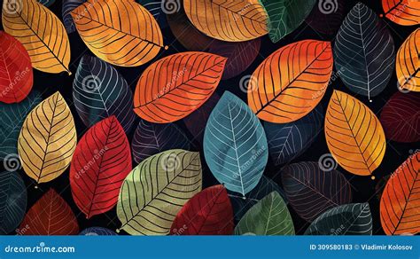 Leaf Patterns Transitioning From Colors To Lines Minimal Detail Stock Image Cartoondealer