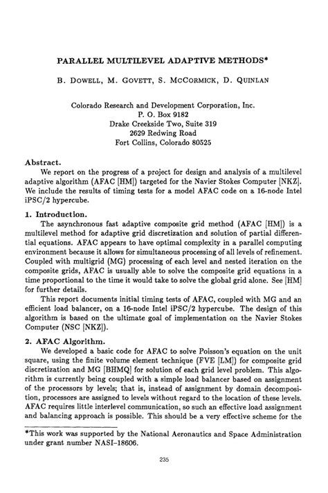 PDF Parallel Multilevel Adaptive Methods