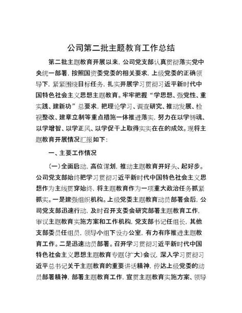 公司第二批主题教育工作总结2gwvip 爱公文