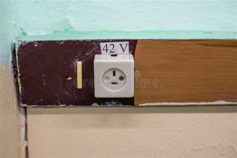 Old Wall Socket With Voltage Label 42 Volts Stock Image Image Of Electric Detail 351195271
