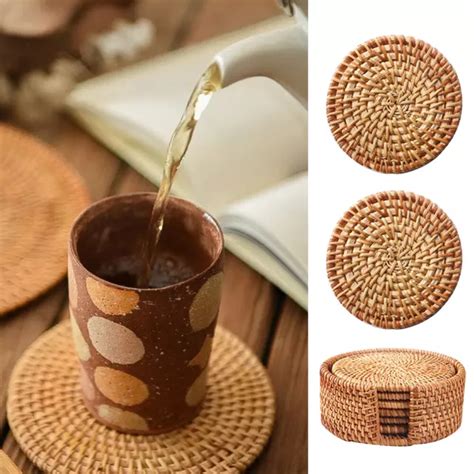 ENSEMBLE DE 6 Sous Verres Ronds En Bambou Naturel Tapis Pour Tasse À