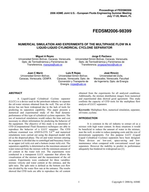Pdf Numerical Simulation And Experiments Of The Multiphase Flow In A Liquid Liquid Cylindrical