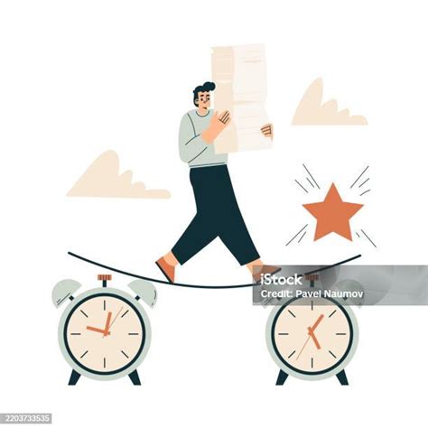 시간 관리 남자 캐릭터 걷는 밧줄 조직 효율적인 비즈니스 프로세스 벡터 일러스트 개선에 대한 스톡 벡터 아트 및 기타 이미지 Istock