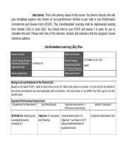 Job Embedded Learning Plan Docx Instruction This Is The Primary