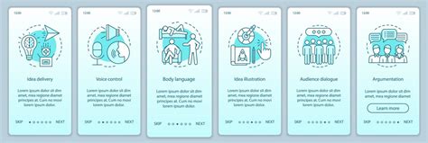 Public Speaking Skills Onboarding Mobile App Page Screen Vector Template Voice Control Body