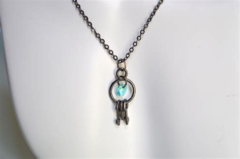Blue Swarovski Crystal And Keys Necklace Bali Mantra