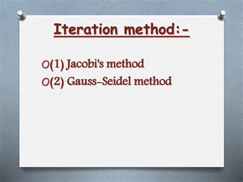 System Of Algebraic Equation By Iteration Method Ppt