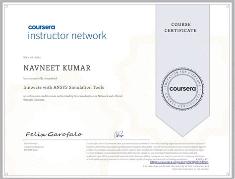 Completed My Innovate With Ansys Simulation Tools Certification Course Navneet Kumar