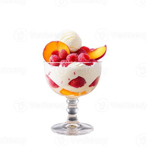 Peach Melba Sundae Vanilla Ice Cream Peach Slices And Raspberry Sauce