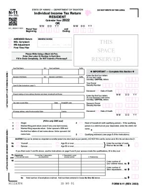 Hawaii State Tax Form 2023 Printable Forms Free Online
