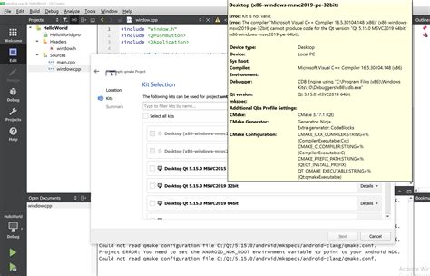 Qtcreator Kit Selector X Windows Msvc Pe Bit And Pe Bit Not