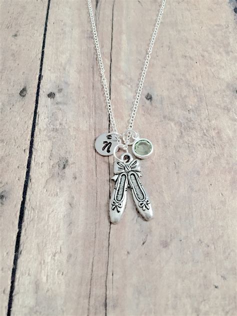 Ballet Slippers Initial Necklace Ballet Slippers Jewelry Etsy