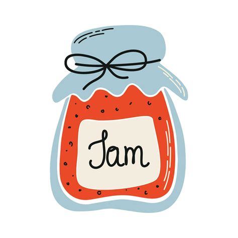 Vector Illustration Of Jam Jar Of Marmalade Summer Sweet Preserve