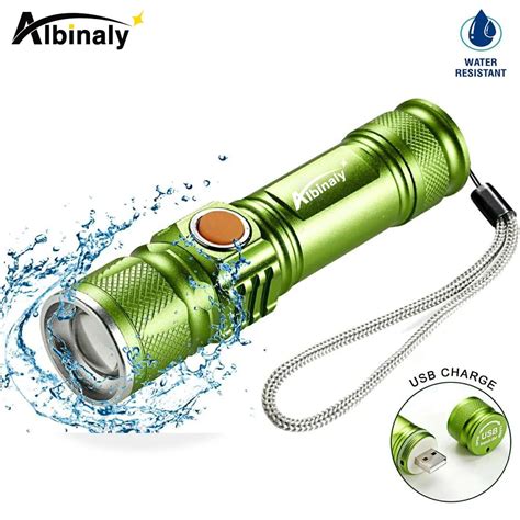 Rechargeable Waterproof Usb Led Flashlight T6 3800 Lumens Zoomable