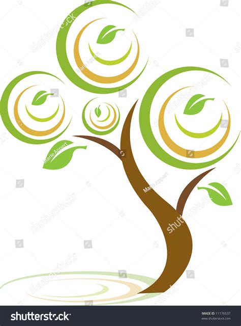 A Tree Blowing In The Wind Stock Vector Illustration 11176537 Shutterstock