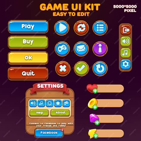 Moderne Casual Game Ui Kit Design Game Ui Kit Psd Popup Game Ui Knoppen
